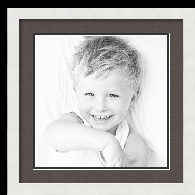 ArtToFrames Matted 18x18 White Picture Frame with 2" Double Mat, 14x14 ...